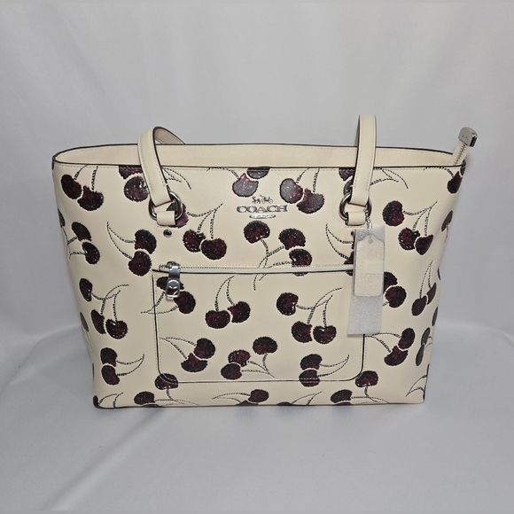 Coach | Bags | Coach Cherry Print Station Tote Purse Svchalk Multi ...